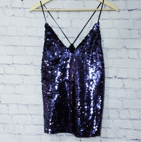 Zara | Tops | Zara Trf Collection Purple Sequined Top | Poshmark